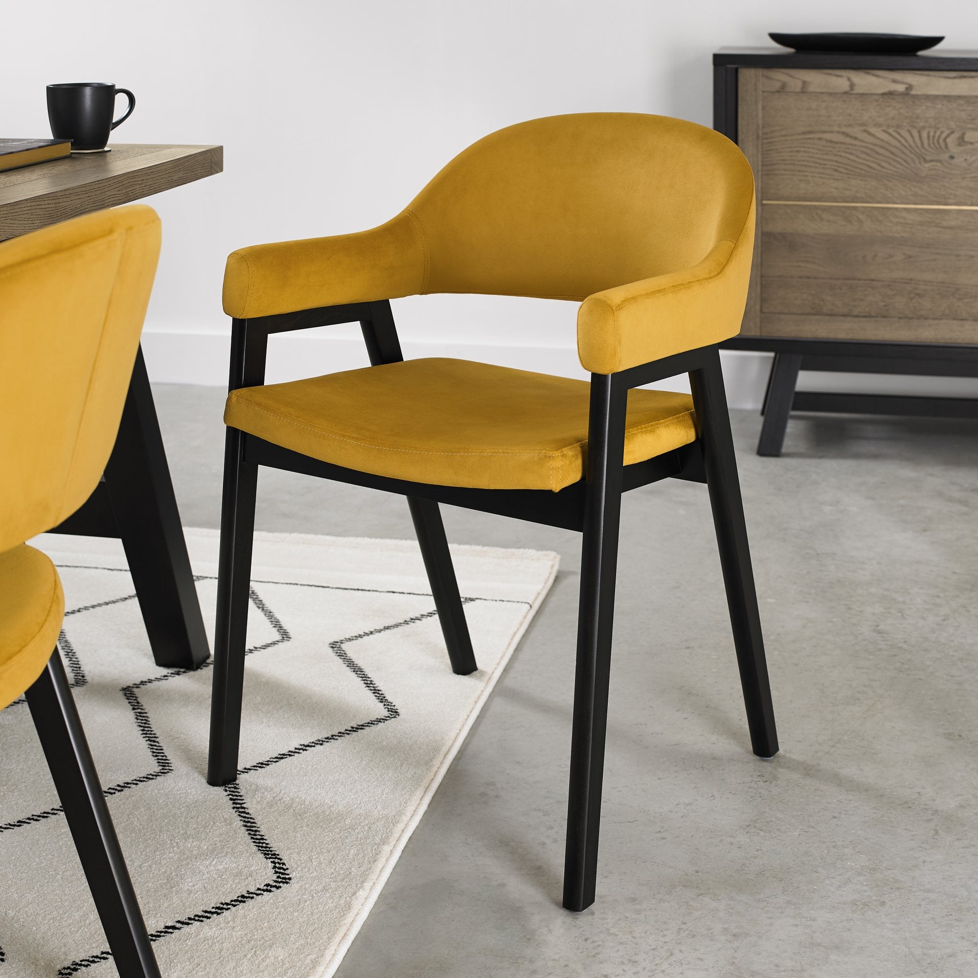 Camden Upholstered Dining Chair with arms Wethered oak – hopofurniture