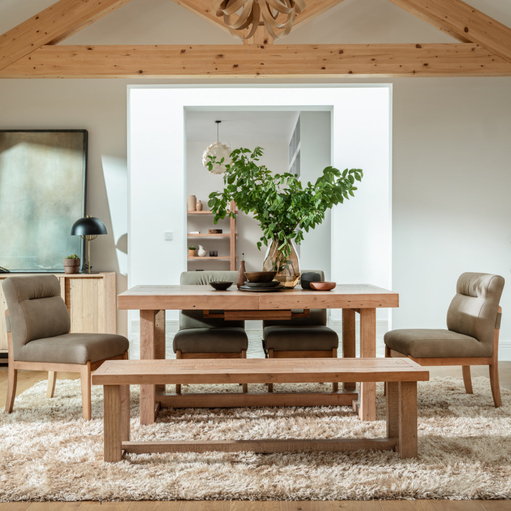 Oakley Reclaimed Wood 160-200cm Extending Dining Table in Rustic Buff ...