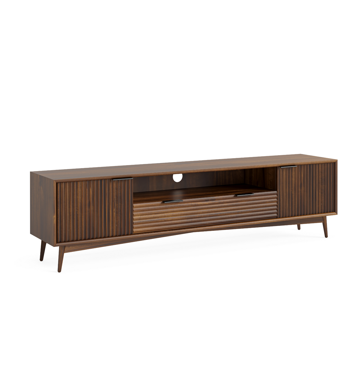 Enzo Walnut Wide 180cm Grooved TV Unit — hopofurniture