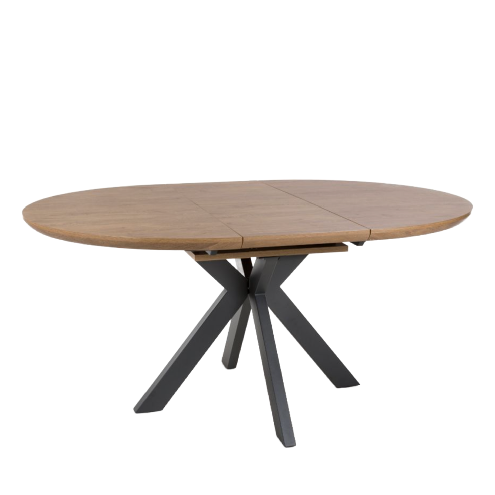 Boston Ext Round Table 1200-1600mm Rustic Oak – hopofurniture