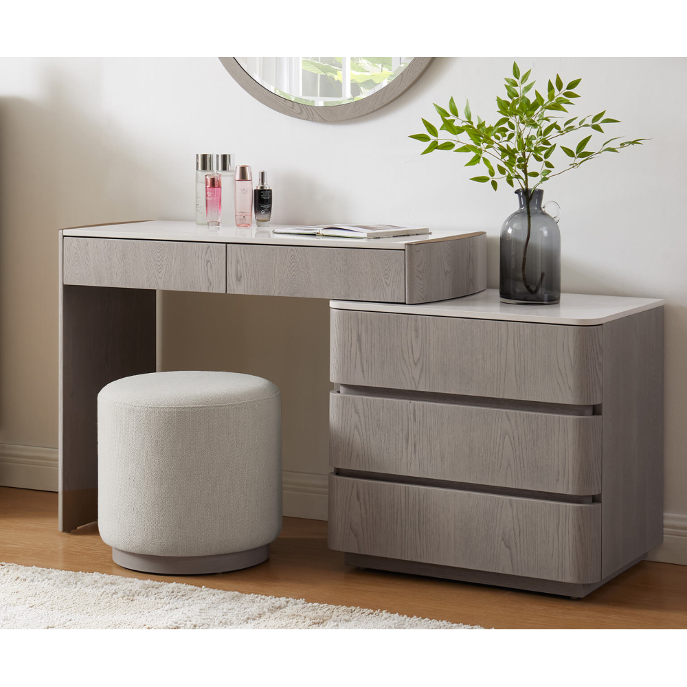 Mondello Dressing Table with 5 Drawer Chest Washed Oak – hopofurniture
