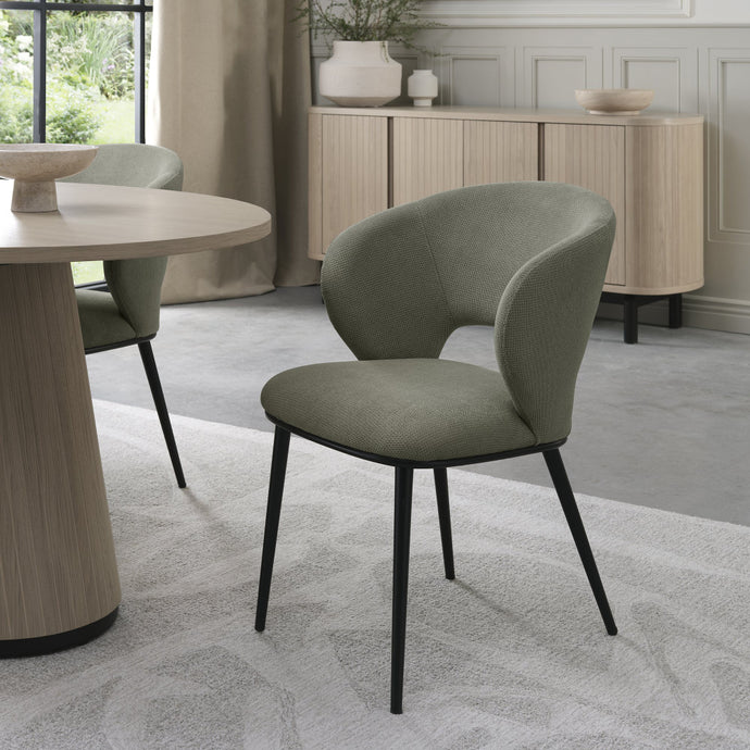 Luca - Green Fabric Chair with Matt Black Legs – hopofurniture