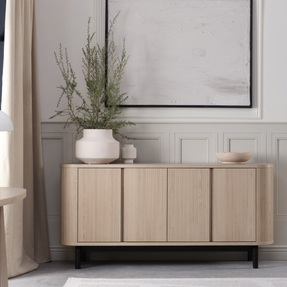Vega Scandi Oak & Peppercorn Wide Sideboard — hopofurniture