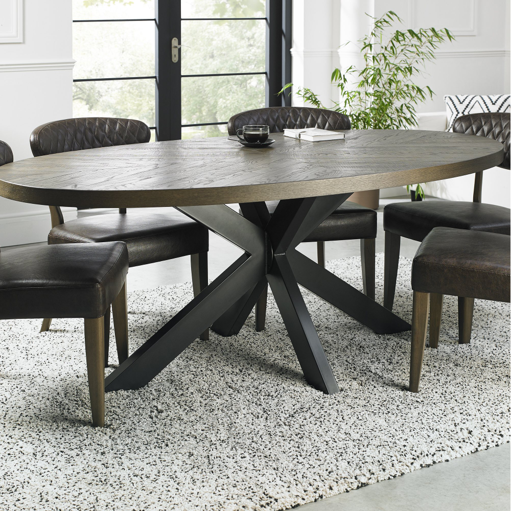 Ellipse Rustic Oak 6 Seater Dining Table – hopofurniture